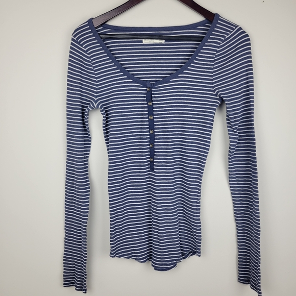 Abercrombie & Fitch | Tops | Y2k Abercrombie Fitch Henley Blue White Stripes Bella Swan Shirt ...